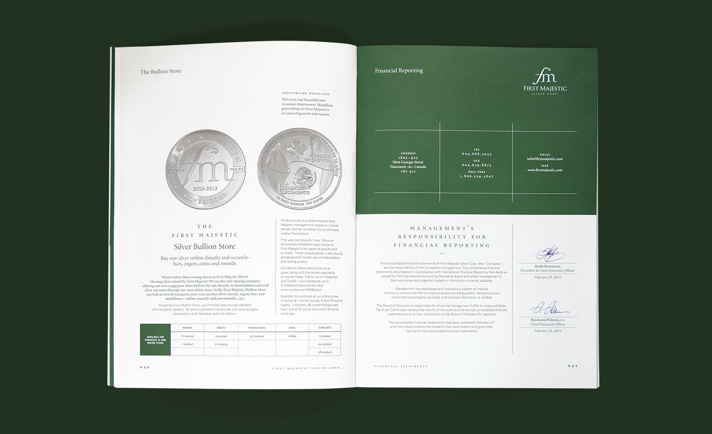 Design Agency for First Majestic Silver Corp. Annual Report